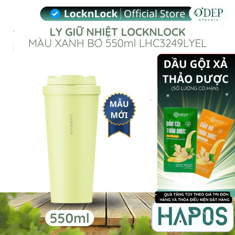 Ly giữ nhiệt LocknLock LHC3249 Xanh bơ 550ml Inox 316L nắp 1 chạm, giữ nóng lạnh lâu - Chính ...