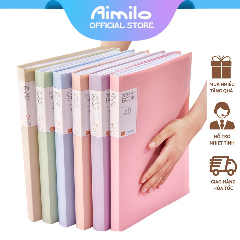 【Aimilo】File Lá Túi Đựng Tài Liệu A4 Lá 40/60 Lá Màu Pastel Cute Lưu ...