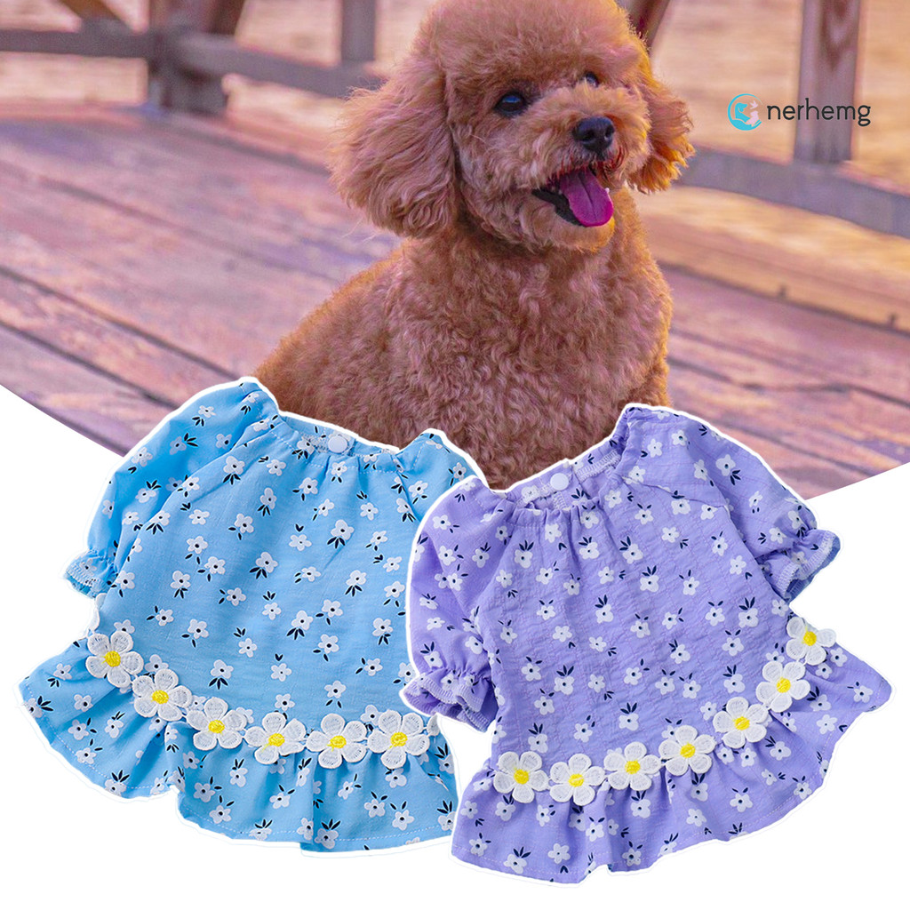 Đầm Cho Chó Viền Hoa Puff Tay Bấm Nút Mùa Hè Chó Nhỏ Công Chúa Trang ...