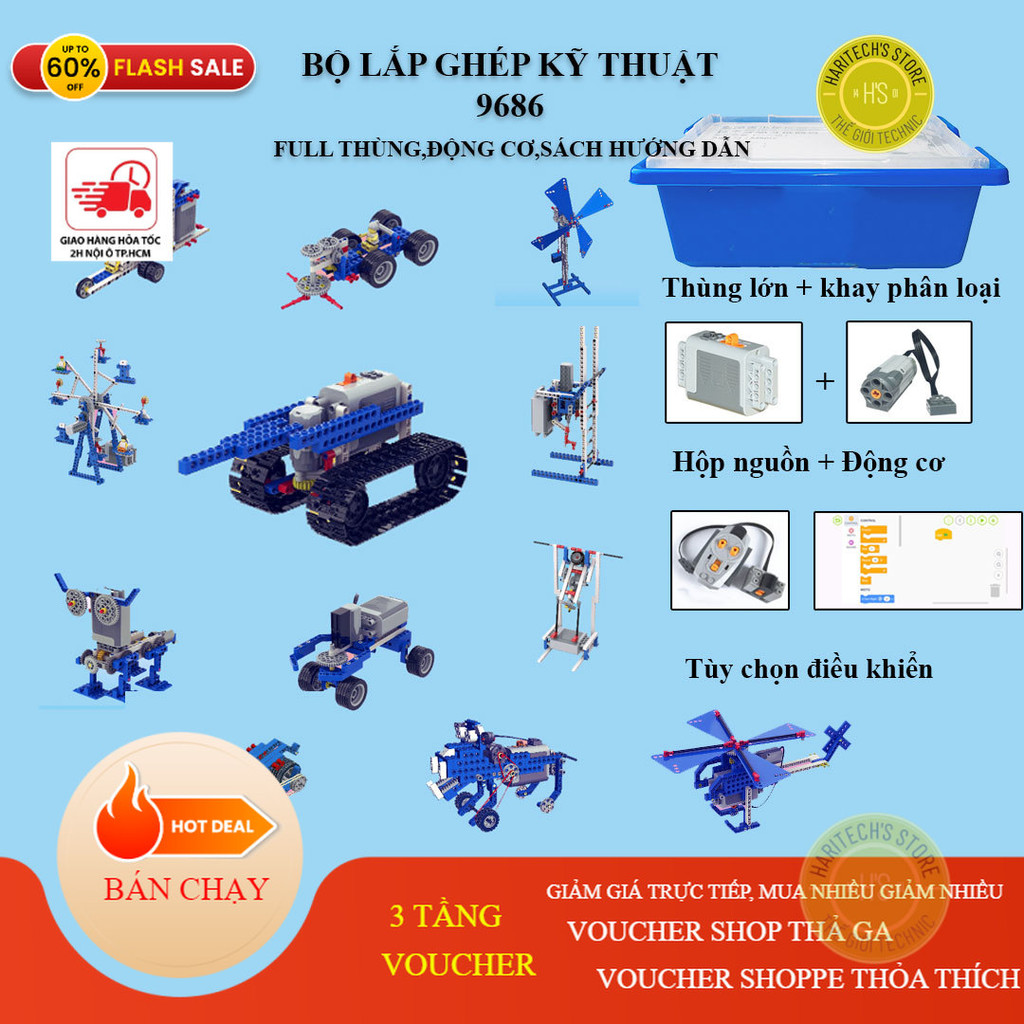 [FULL THÙNG] Bộ lắp ráp 9686 steam robotics 396 Chi tiết có thùng nhựa ...