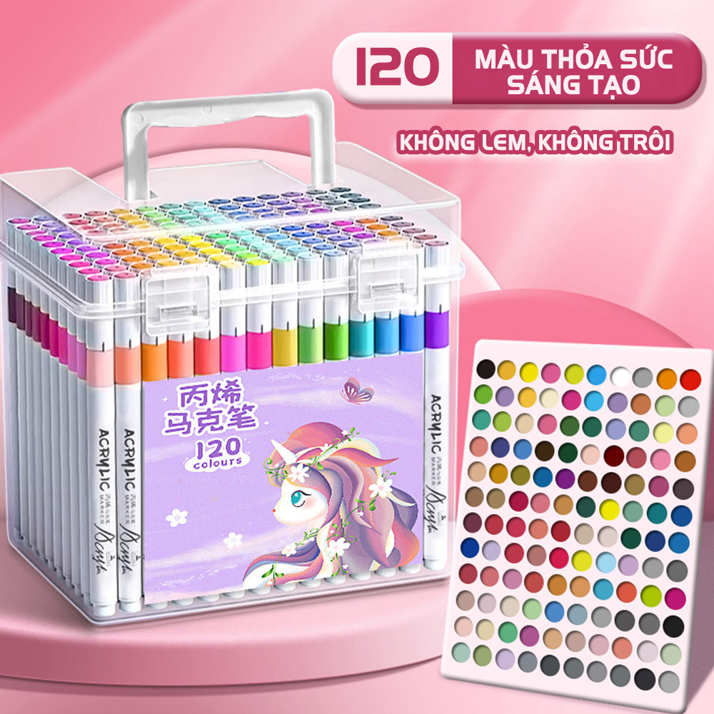 Bút màu acrylic 120 màu sắc tươi sáng đa dạng cao cấp vẽ lên mọi bề mặt ...