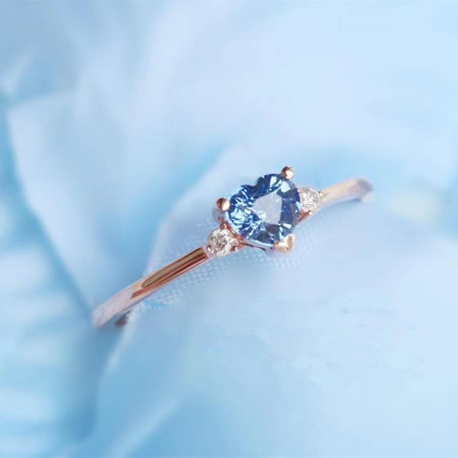 Aquamarine Hình Trái Tim Nhẫn Nữ S925 Bạc Xanh Topaz Mở Nhẫn Chỉ Số Đơn Giản Phù Hợp Với Người ...