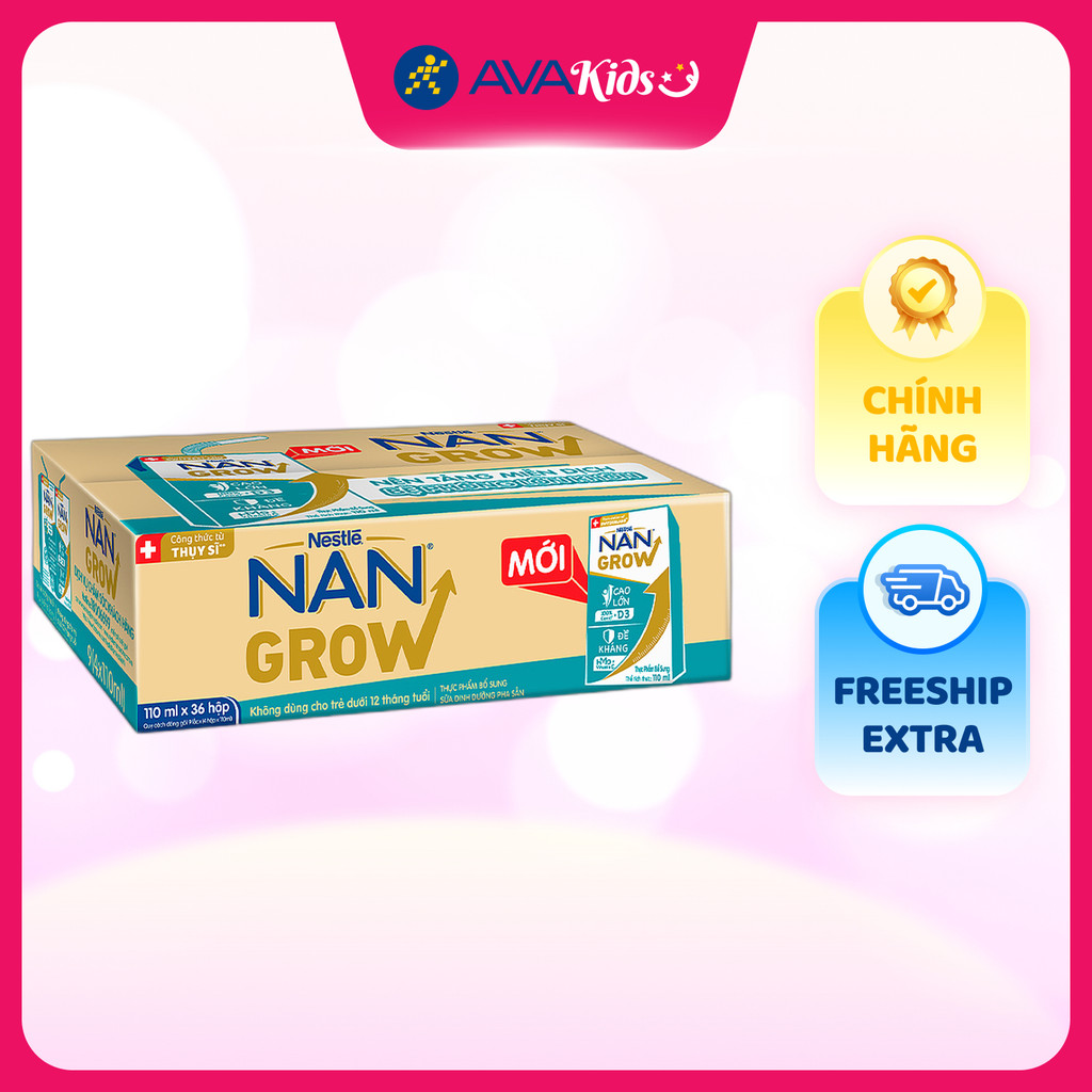 Thùng 36 hộp sữa pha sẵn Nestlé NAN Grow 110 ml (từ 1 tuổi) | Shopee ...