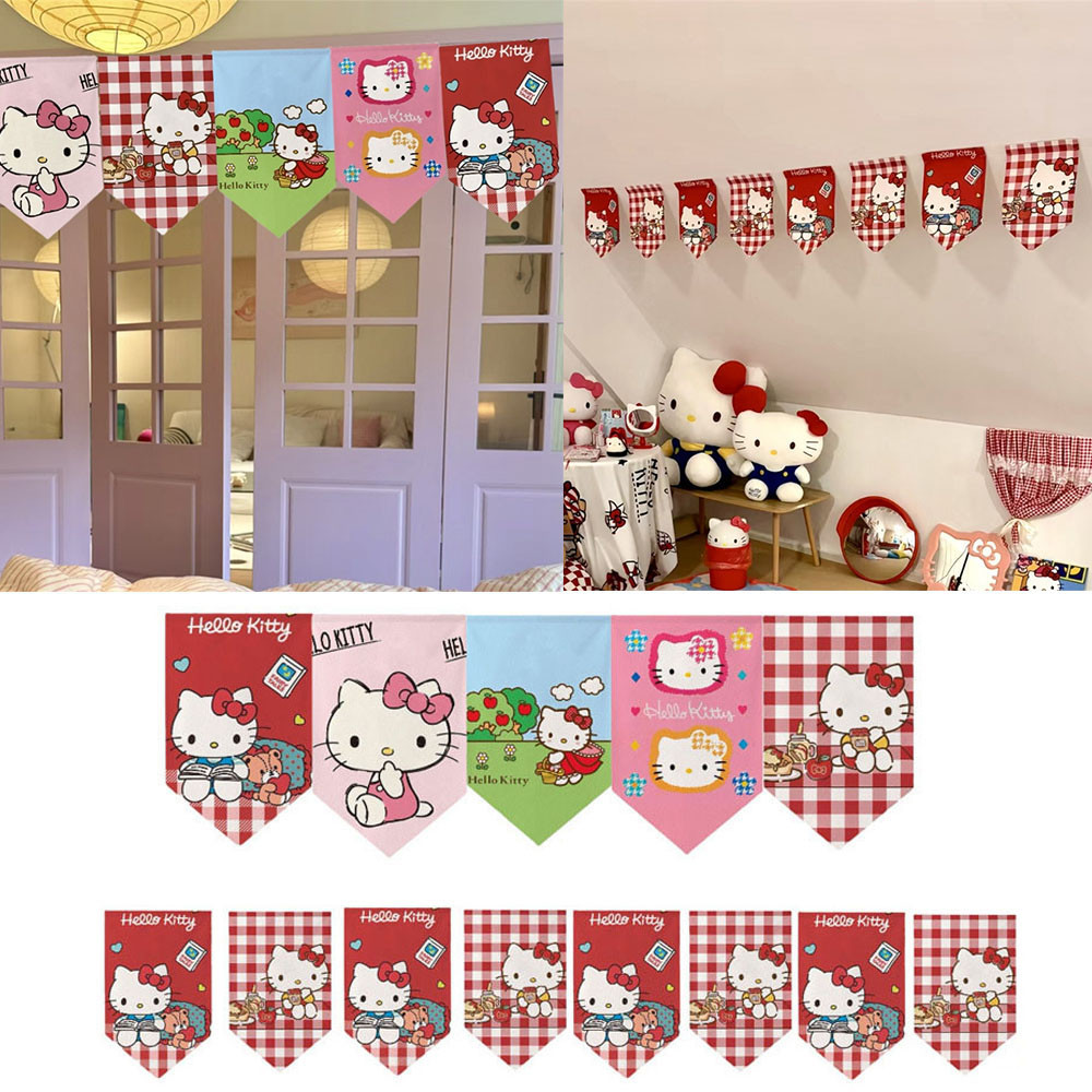 Diy Trang Trí Phòng Hello Kitty Phòng Ngủ Rèm Cửa Cờ Tông Phân Vùng Sáng Tạo INS Dễ Thương 1 Bộ ...