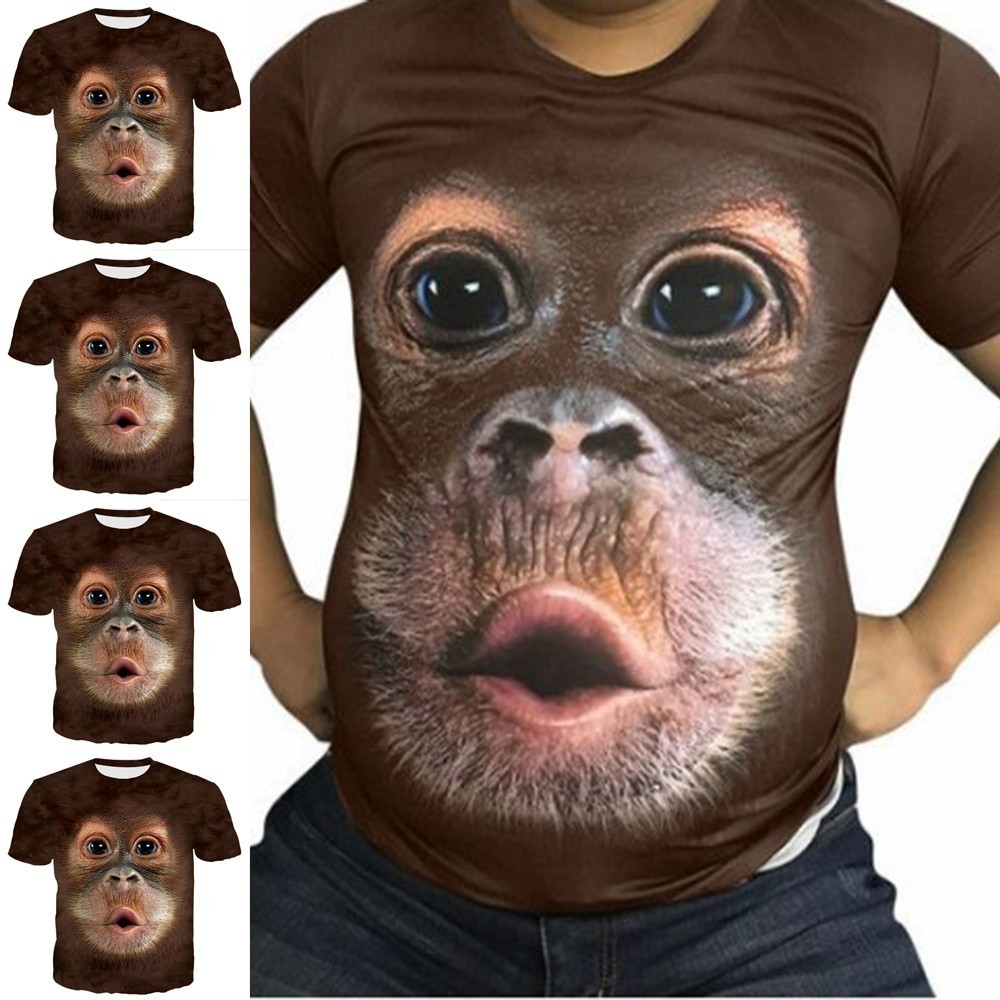 [Lck]Funny 3D Monkey T-Shirt Casual Cosplay Short-sleeve Shirt Summer ...