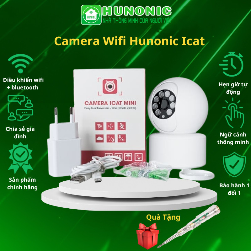 Camera Wifi Hunonic Icat 1080P Xoay 360 Độ, Theo Dõi Chuyển Động, Đàm ...
