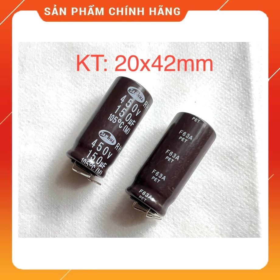 TỤ NGUỒN 450V 150UF KT: 20x42mm HÃNG SAMYOUNG ( 450V150UF 150UF450V ...