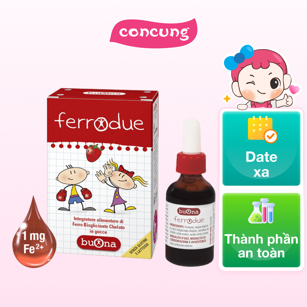 Sắt hữu cơ nhỏ giọt Ferrodue bổ sung sắt cho bé vị dâu 15ml | Shopee ...