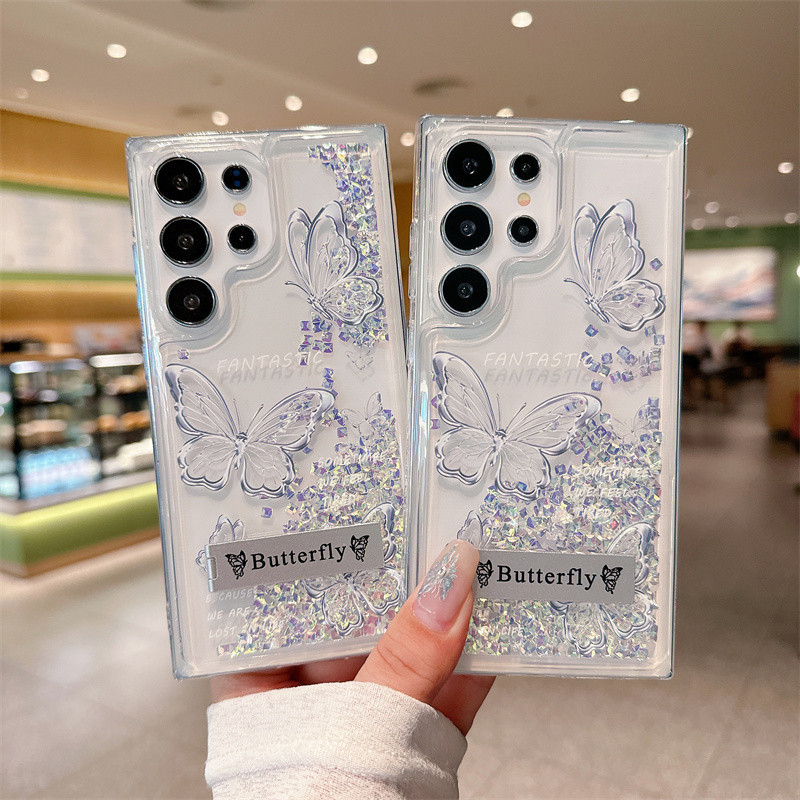 Crystal Quicksand Butterfly Samsung S24 Ultra S23 Plus S22 Ultra S21 ...