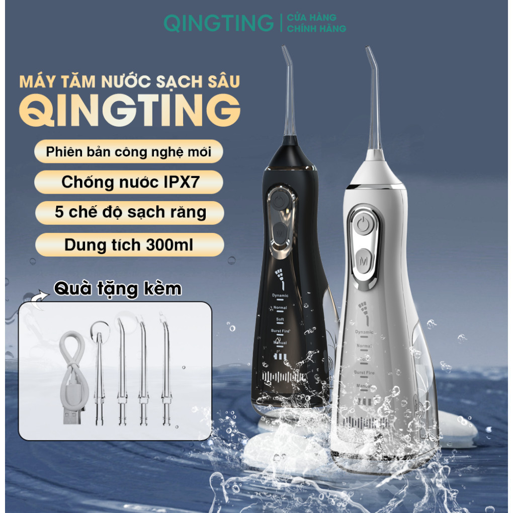 Máy Tăm Nước Cầm Tay QINGTING 5 Chế Độ Công Nghệ Nhật Bản, Kèm 4 Đầu ...