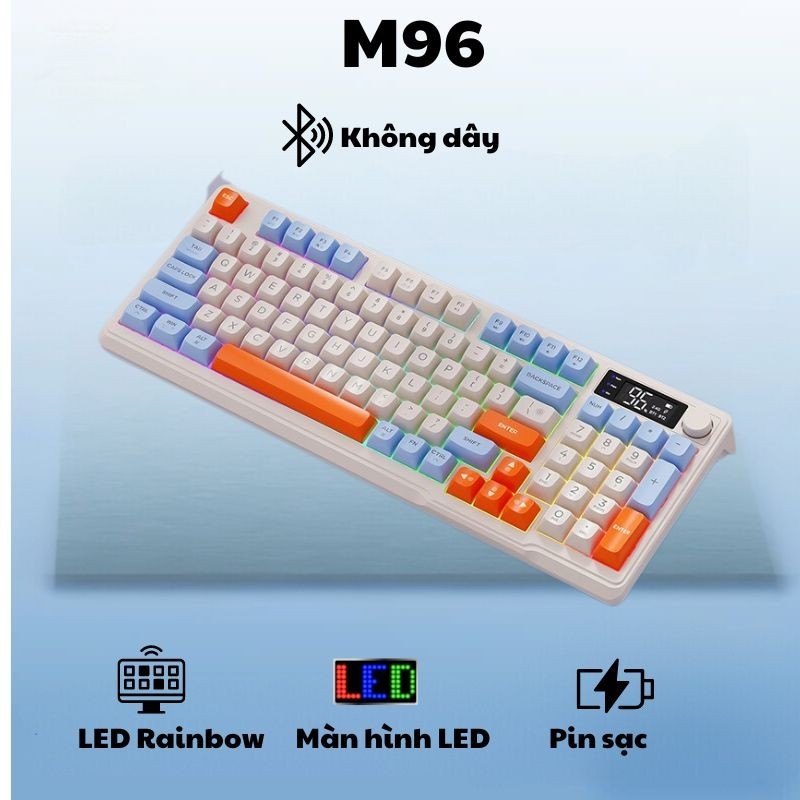 Bàn phím không dây Bluetooth M96 - Led Rainbow - Pin Sạc 2000mah - Phím PBT - Full Size | Shopee ...