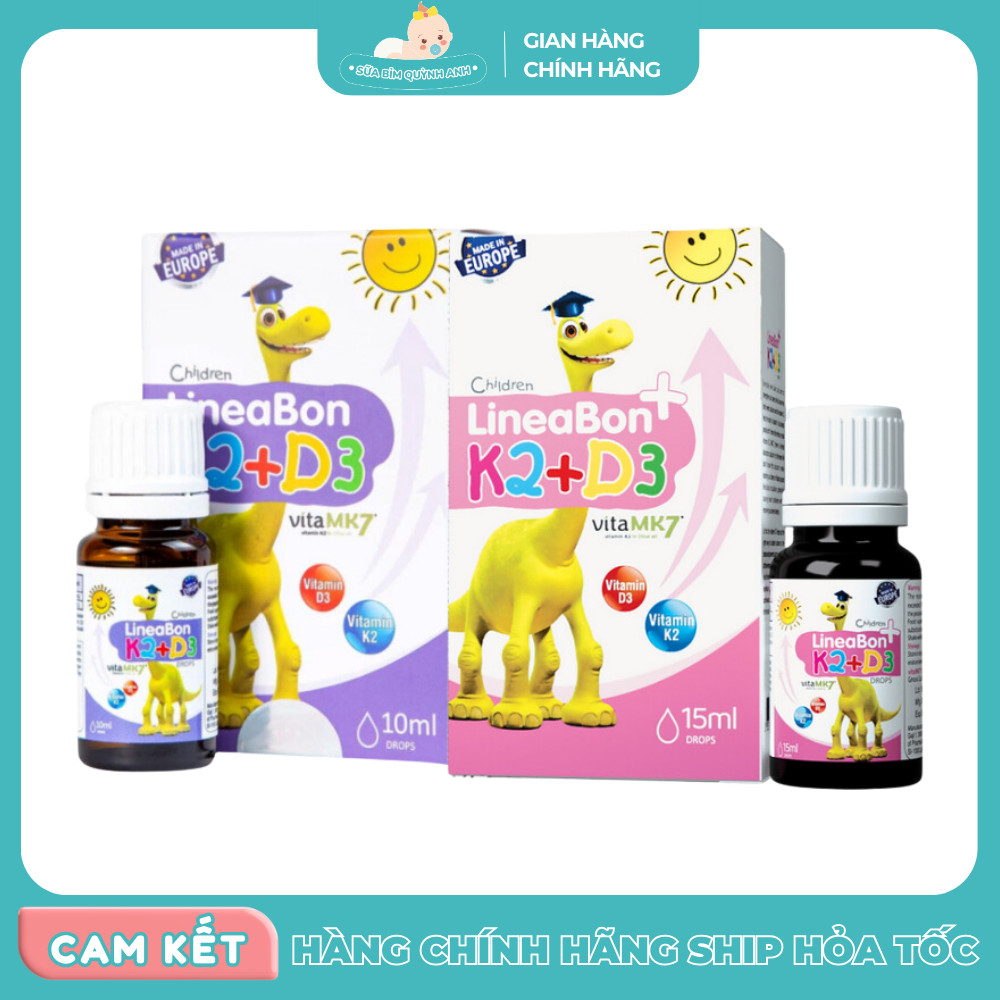 Vitamin D3 K2 LineaBon bổ sung Vitamin D3 và Vitamin K2, giúp hấp thụ canxi cho bé, có tem phụ ...