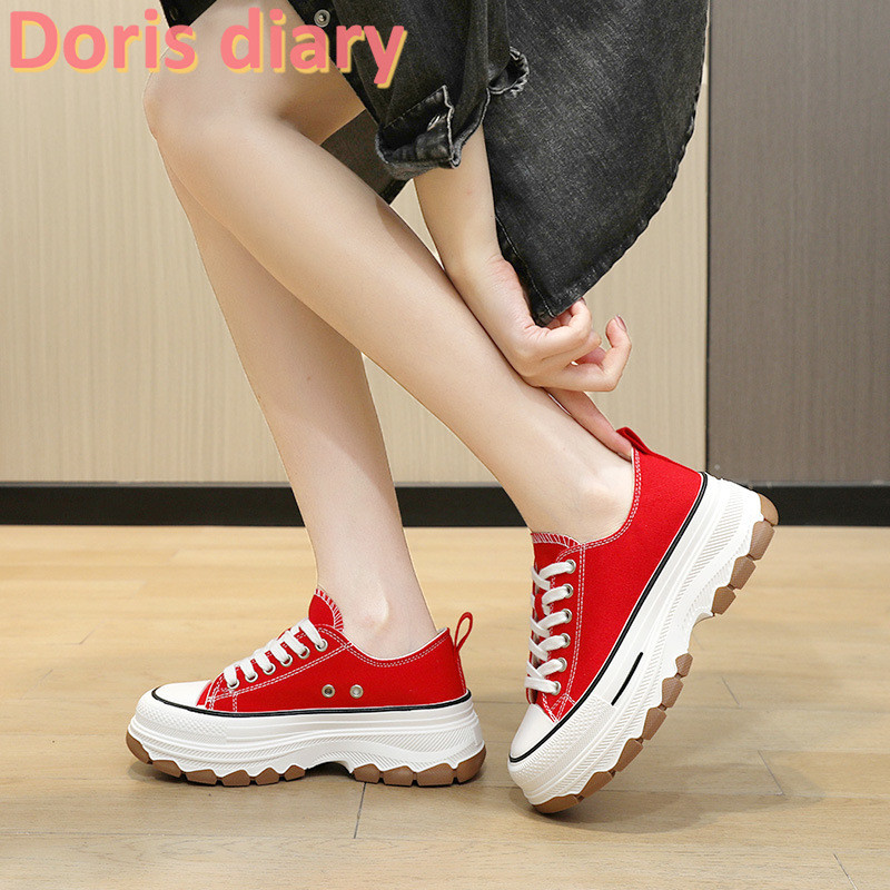 【Doris diary】Giày vải nữ thời trang phong cách mới đế dày tăng chiều cao giày thường ngày cho ...