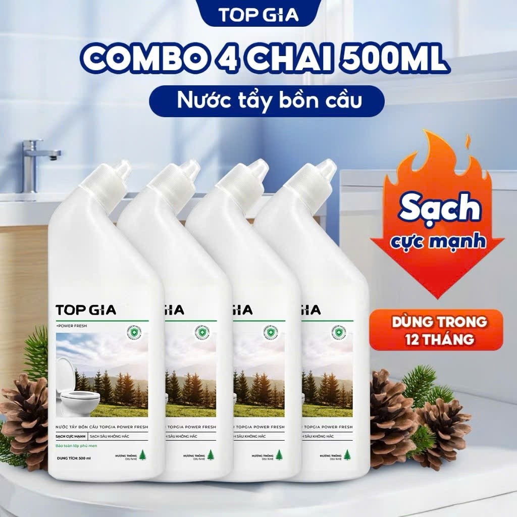 Nước tẩy rửa bồn cầu TopGia 500ml, sạch cực mạnh, đánh bay mọi vết bẩn ...