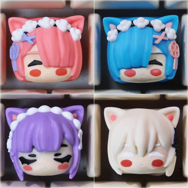 Artisan RE:Zero RAM REM EMILIA ECHIDNA, keycap trang trí bàn phím cơ ...