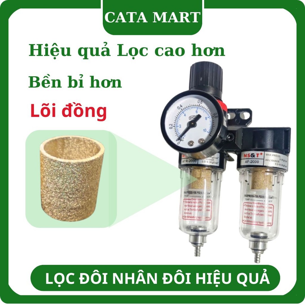 Bộ lọc đôi tách nước, tạp chất khí nén AFR2000 và AF2000 có van điều áp ...