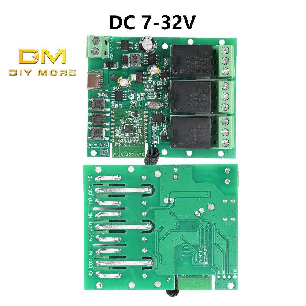 DIYMORE AC 90-260V / DC5V-32V 3-Ch Mô-đun rơle Bluetooth Wifi thông minh tự khóa hỗ trợ điều ...