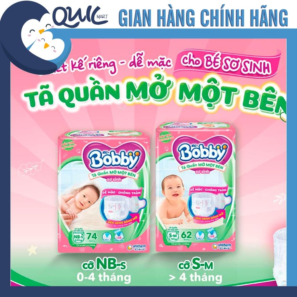 [TẶNG 4 MIẾNG] Tã/bỉm quần Mở Một Bên Bobby Quần 1 bên NBS 74 miếng/ SM 62 miếng | Shopee Việt Nam