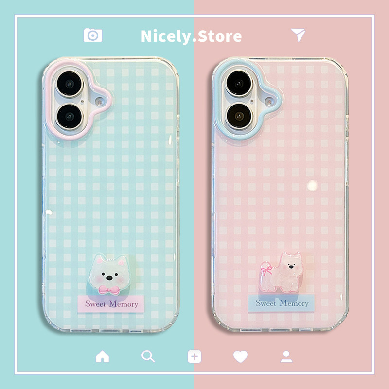 Ins Candy Color Kẻ Sọc West Highland White Terrier Ốp Điện Thoại Tương ...