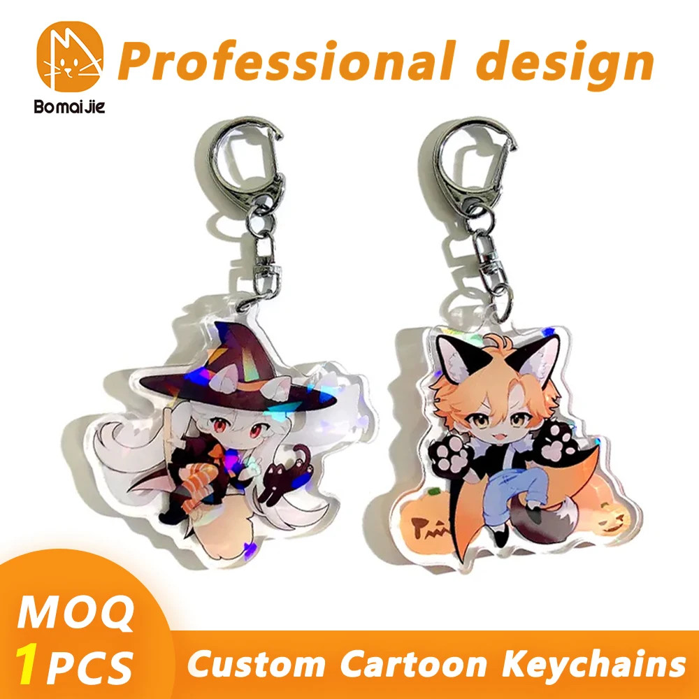 Keychain Cartoon Acrylic Key Chain Photo Anime Charms Hologram Clear ...