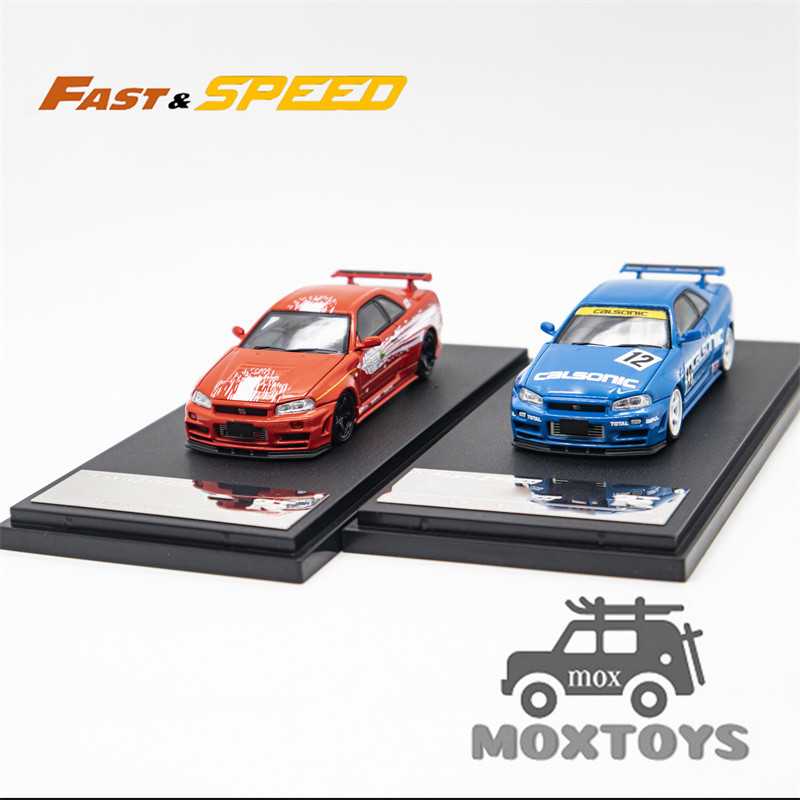 Tốc độ nhanh FS 1: 64 Skyline GT-R Mk5 R34 FNF / Calsonic #12 Xe mô ...