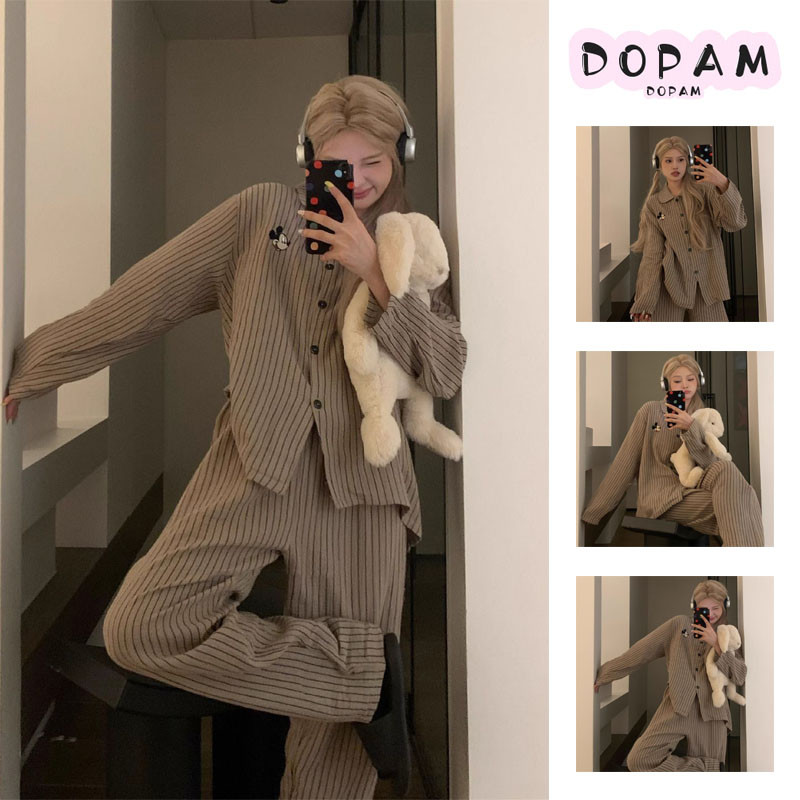 [DOPAM]Style Cao Cấp Sọc Hoạt Hình Bộ Đồ Ngủ Mickey Phù Hợp Với Nữ Mùa ...