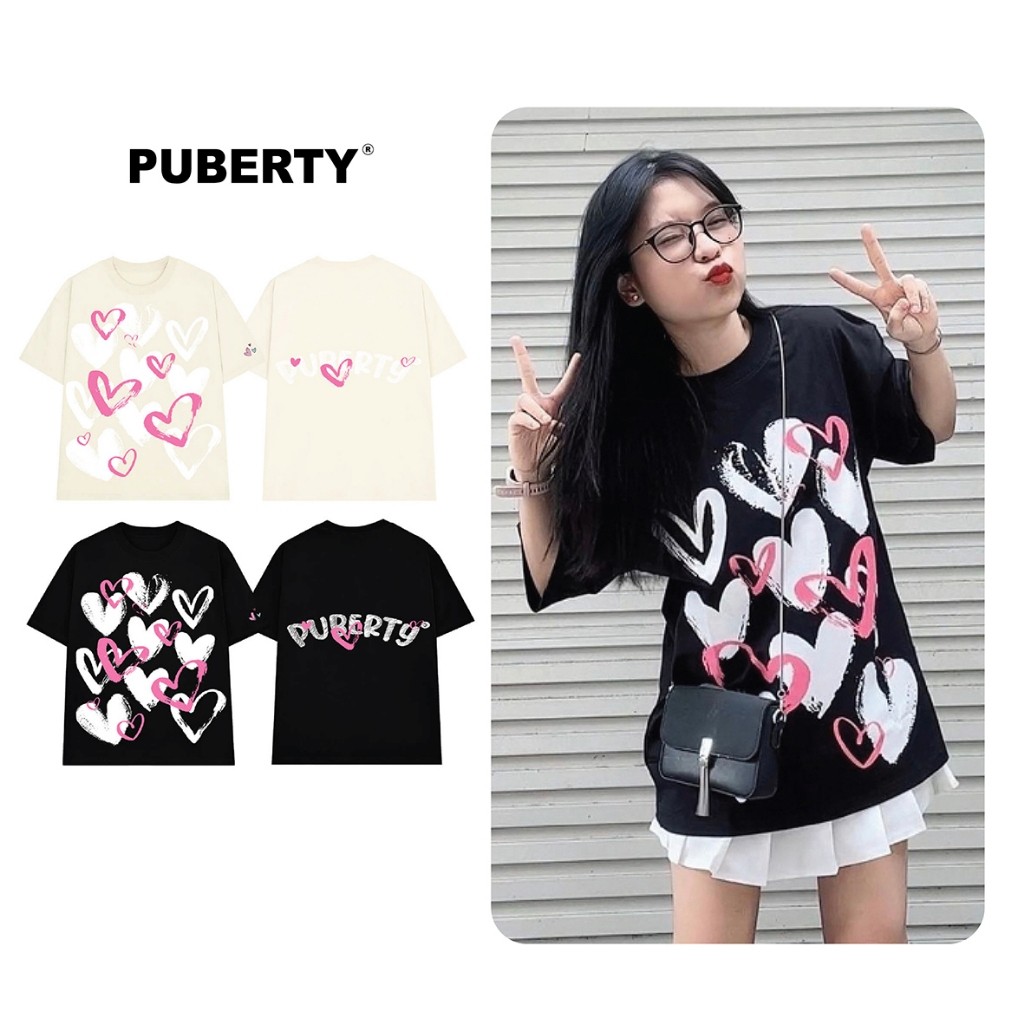áo thun unisex oversize local brand PUBERTY FEELING LOVE TEE Vận chuyển ...