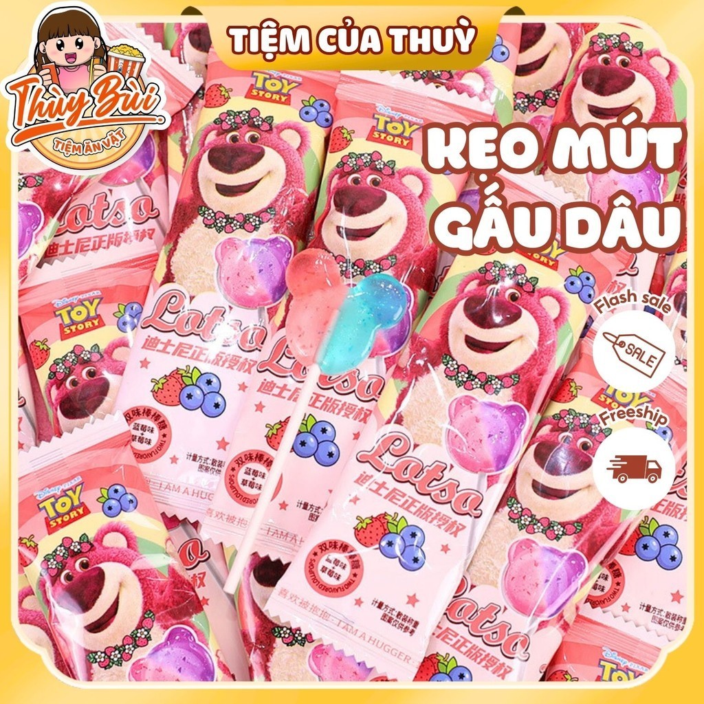 Kẹo Mút Gấu Dâu Trái Cây Mix Vị, Kẹo Gấu Dâu Lotso Dâu Tây / Việt Quất ...