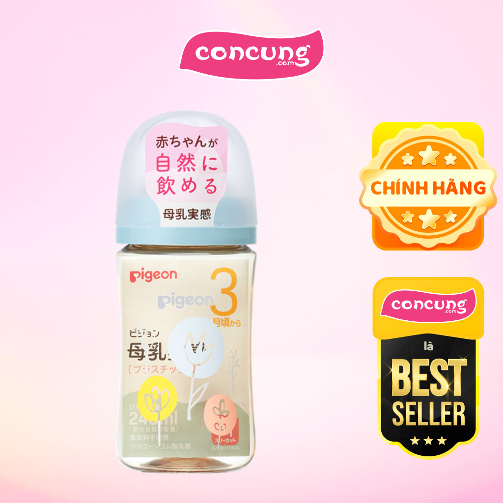 Bình sữa Pigeon PPSU Plus WN3 phiên bản Nhật 240 ml, hình Hoa | Shopee Việt Nam