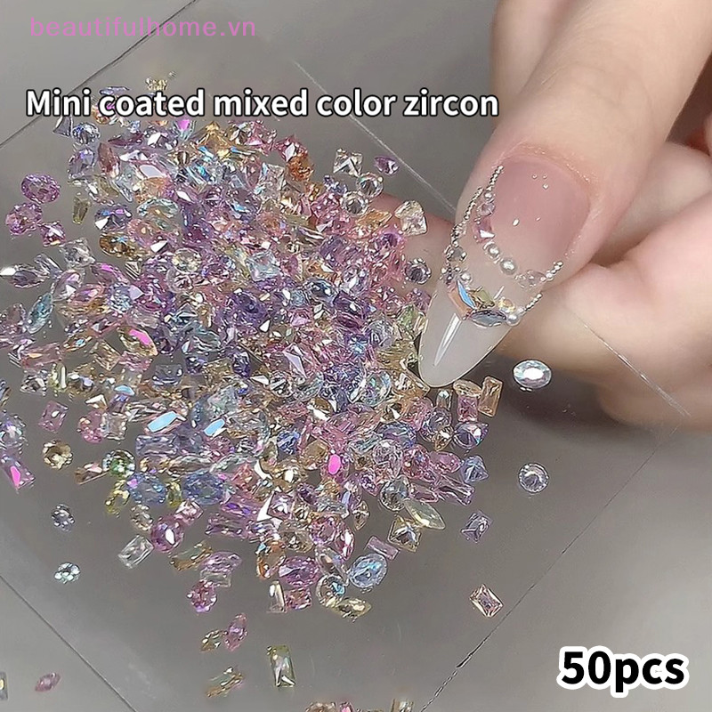 [Beautifulhome] 50 Cái / lốc 3 Mm Nhiều Màu Móng Tay Nghệ Thuật Đá Quý ...
