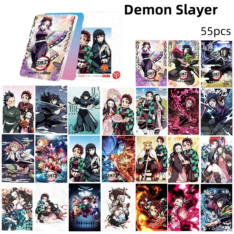 50-92pcs Manga Manhwa Pokemon Demon Slayer Laser Holographic Lomo Cards ...