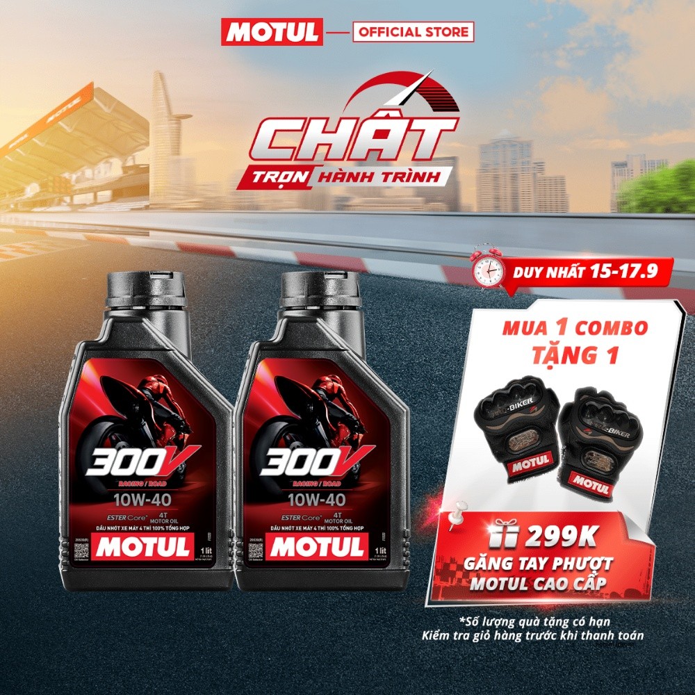 Combo 2 Dầu nhớt xe máy MOTUL 300V FACTORY LINE ROAD RACING 10W40 1L | Shopee Việt Nam