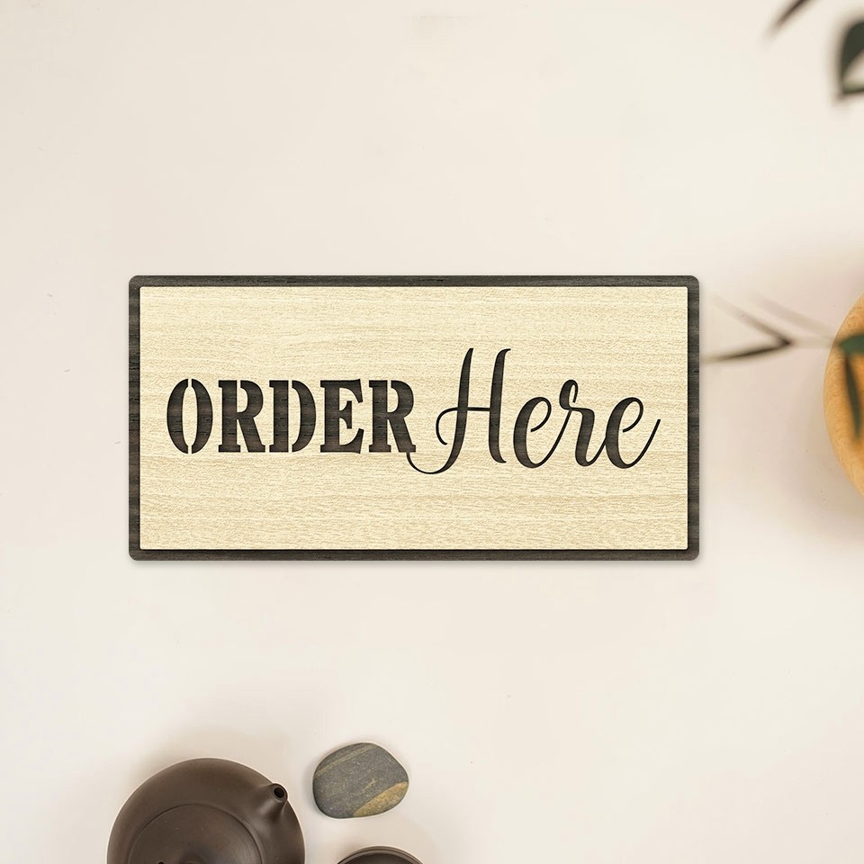 Bảng gỗ decor Order here hướng dẫn gọi món tại quầy LEVU-BG39 | Shopee ...