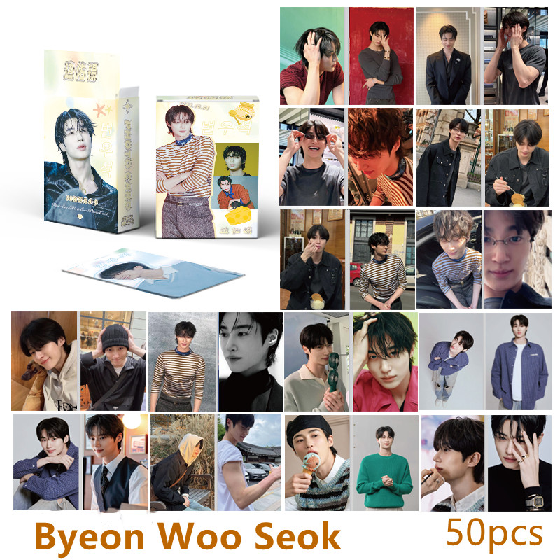 50pcs/box Byeon Woo-seok SOLO Laser Hologram Photocards Korean Actor ...