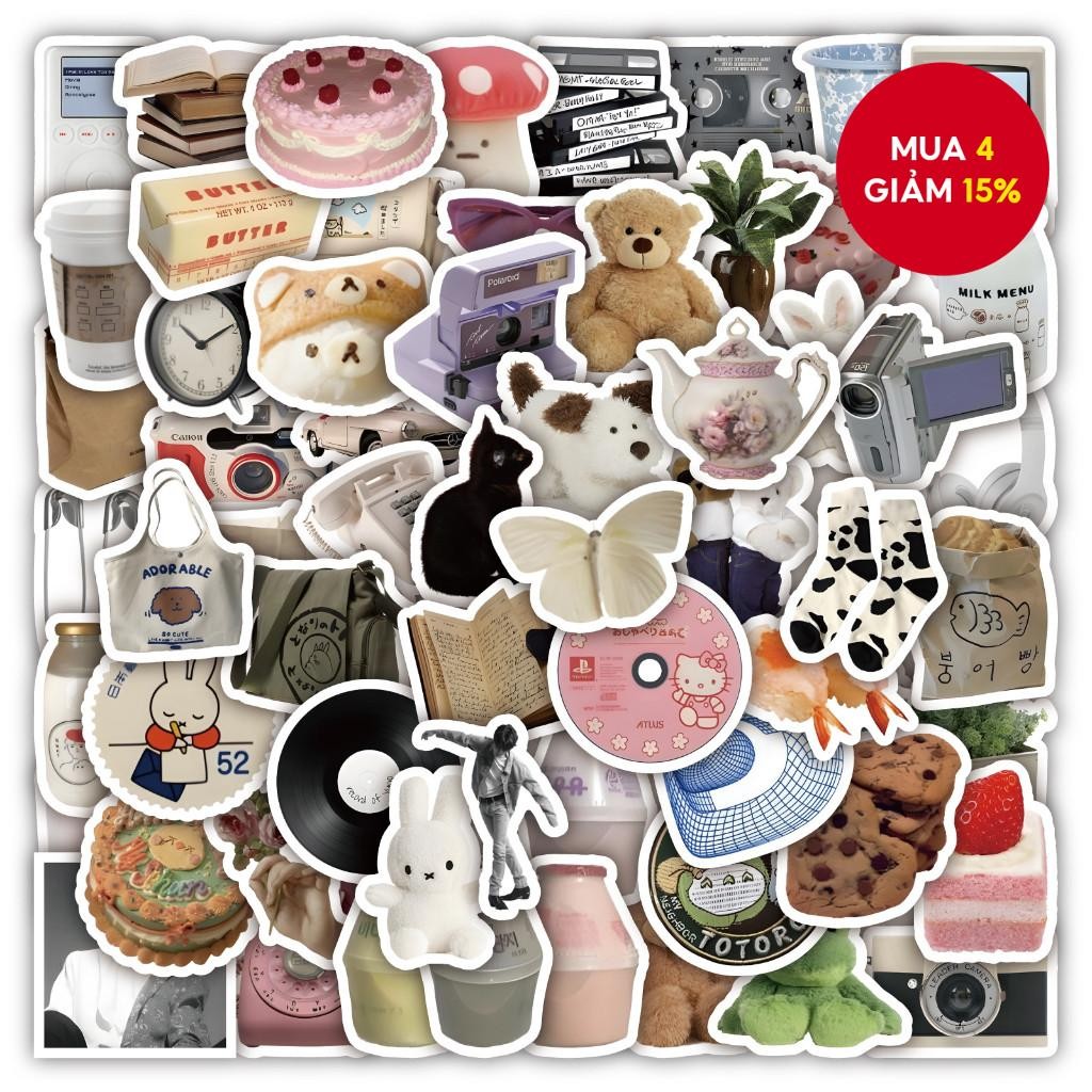 Bộ 60 Hình Dán Vsco Phong Cách Retro Trang Trí Sổ Tay, Guitar, Mũ Bảo ...