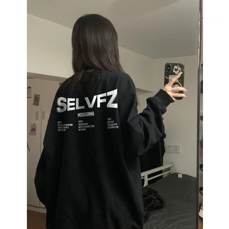 Focus local brand fashion vintage Quái vật graffiti áo nỉ nữ dày nữ ...