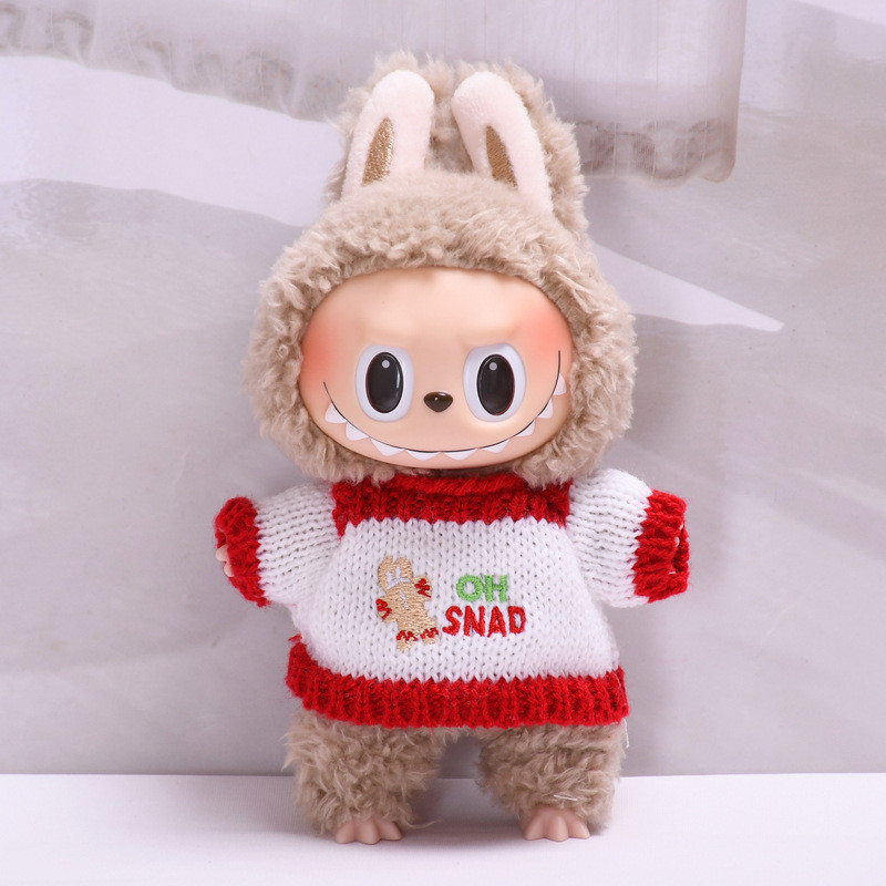 Áo len màu đỏ + quần jean + mũ, dành cho labubu/baby three macaron ...