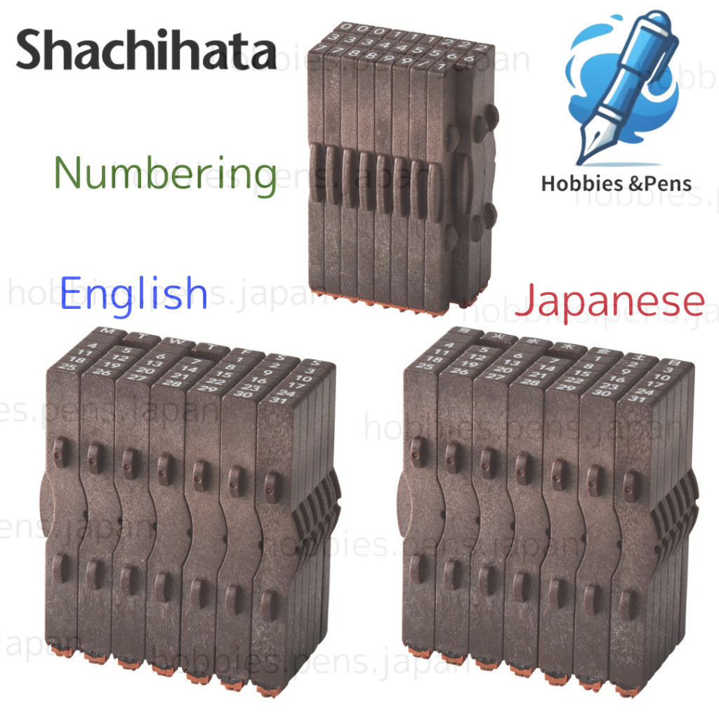 Shachihata Rubber Stamp Linked Numbers Stamp Perpetual Calendar English GRJ-5ACE Japanese GRJ ...