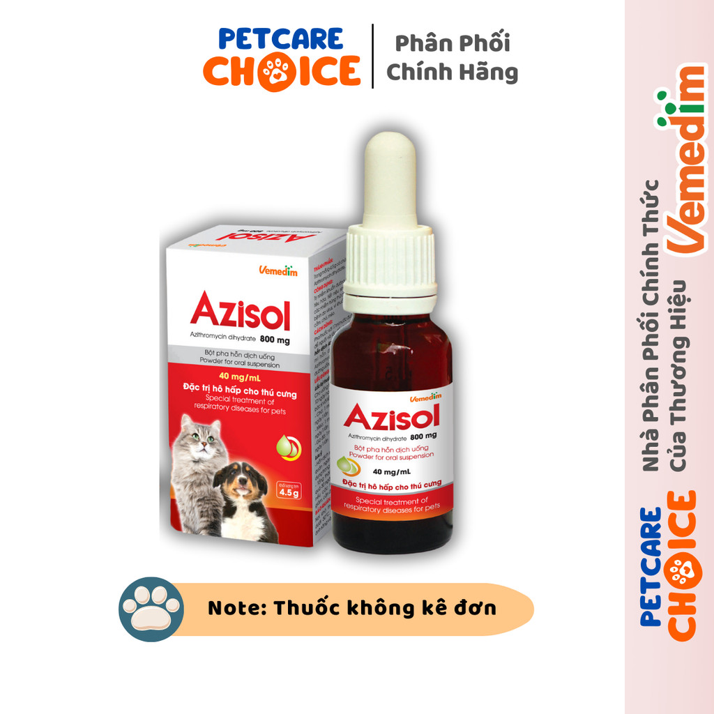 Azisol Vemedim Bột Pha Uống Phòng và Tri Hô Hấp, Tiêu Hóa Cho Chó Mèo ...