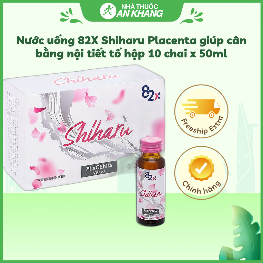 Nước uống 82X Shiharu Placenta giúp cân bằng nội tiết tố hộp 10 chai x ...