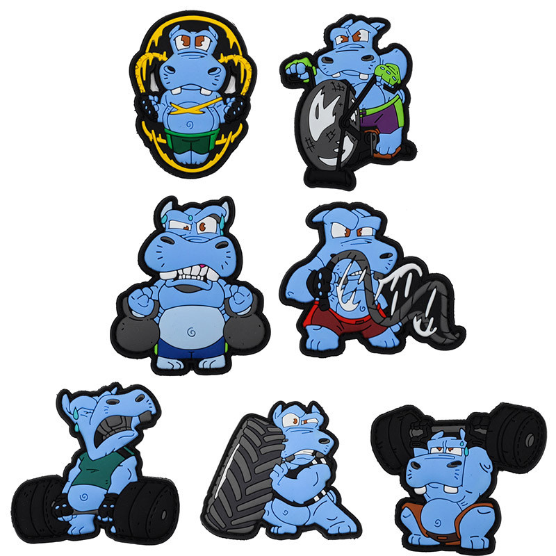 [Tùy chỉnh] QN Fitness Hippo Series Hippo Squad Morale Seal PVC3D Velcro Patch / Huy hiệu / băng ...