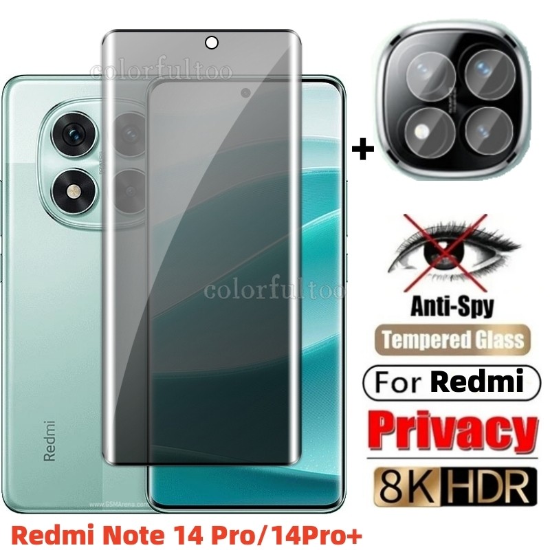2in1 3D Cong Bảo Vệ Màn Hình Riêng Tư Cho Xiaomi Redmi Note 14 Pro Plus 14Pro + Note14Pro 4G 5G ...