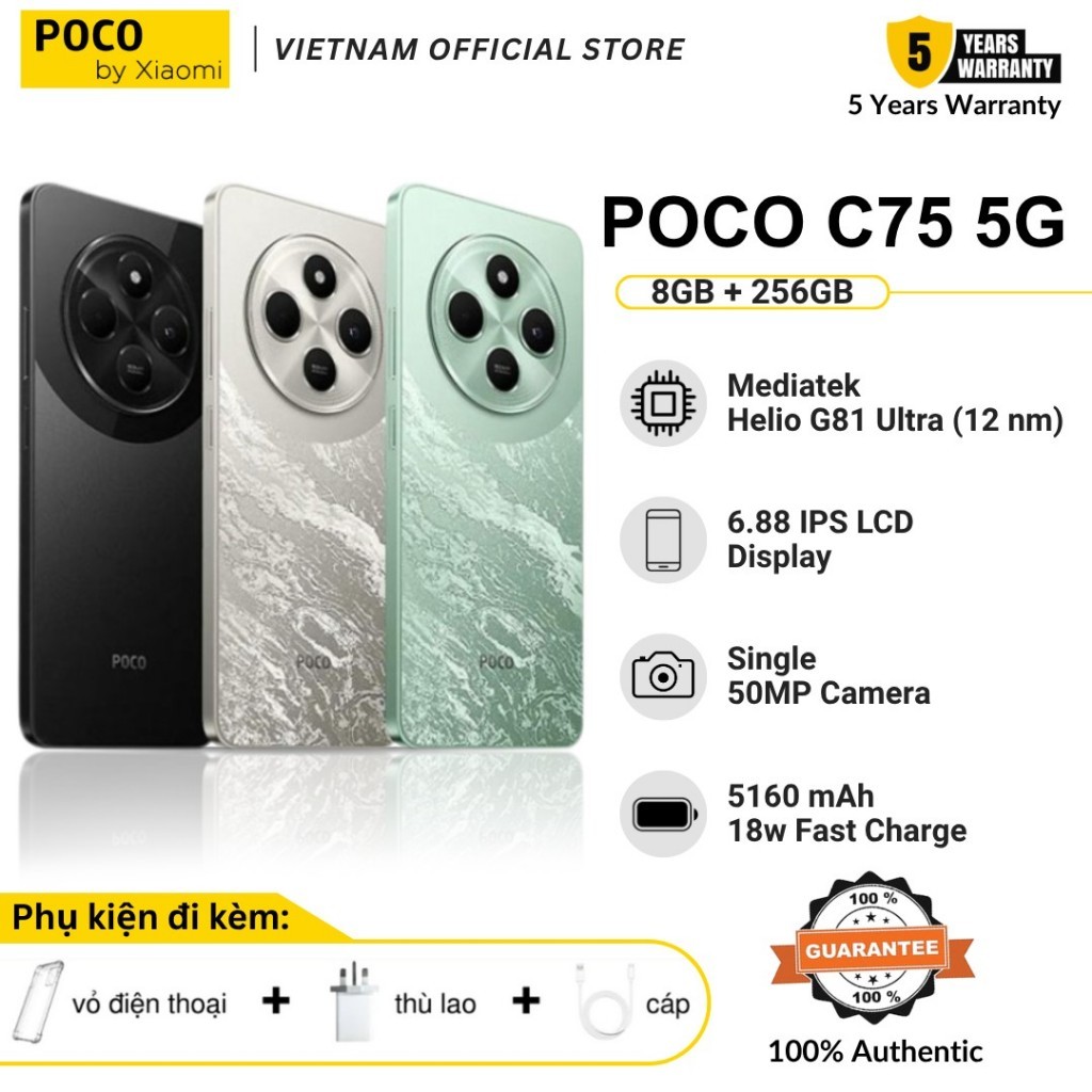 Điện Thoại XIAOMI POCO C75 8GB/256GB CHÍNH HÃNG Có NFC - Máy Mới Full ...