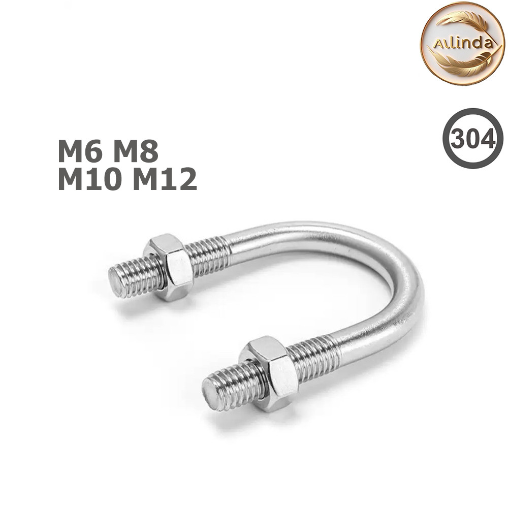 Bulong Chữ U (Cùm Chữ U, U-Bolt) Inox 304 – Chắc Chắn, Chống Gỉ, Kết Nối Bền Vững M6 M8 M10 M12 ...