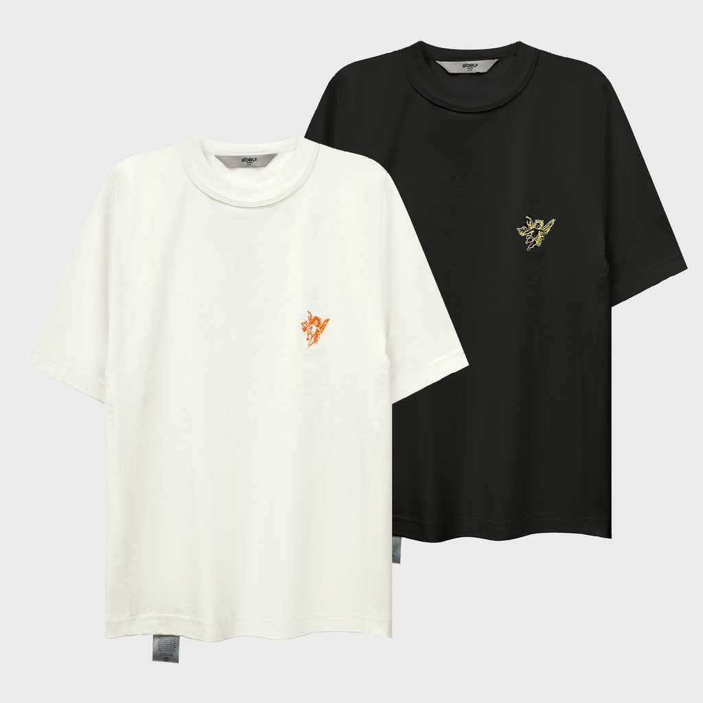 Áo thun Vải Slub BOBUI Basic thêu logo Angel | Shopee Việt Nam