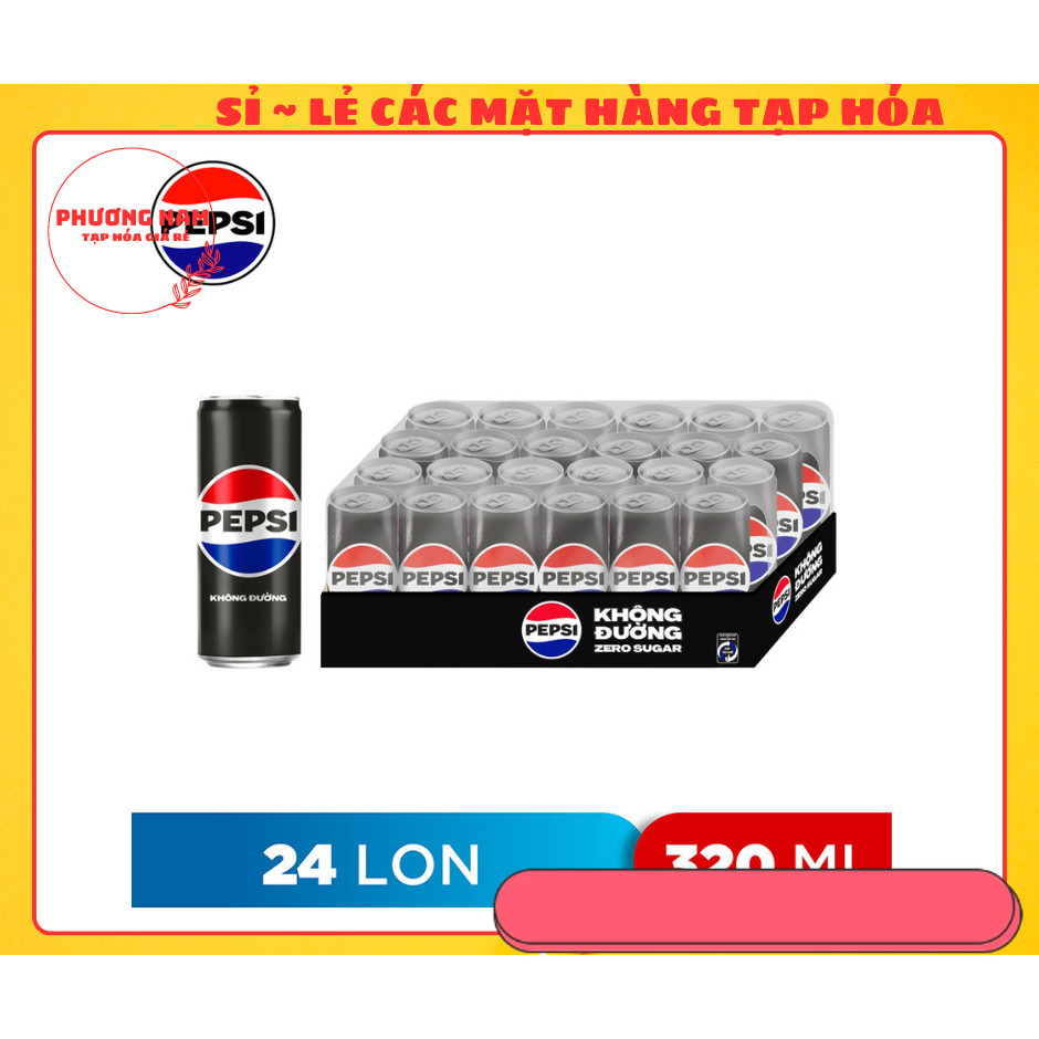 THÙNG 24 LON NƯỚC NGỌT KHÔNG CALO ZERO CALORIES PEPSI 320ML | Shopee Việt Nam