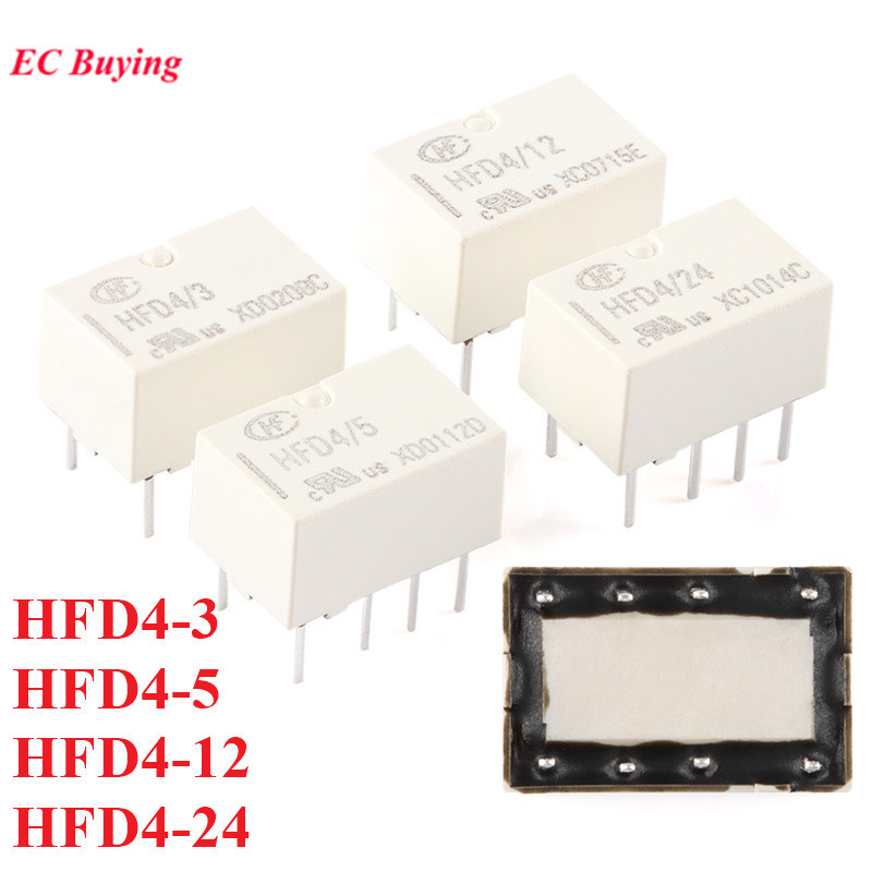 5 / 2 Chiếc Rơle Tín Hiệu HFD4 HFD4-3 3VDC HFD4-5 5VDC HFD4-12 12VDC ...