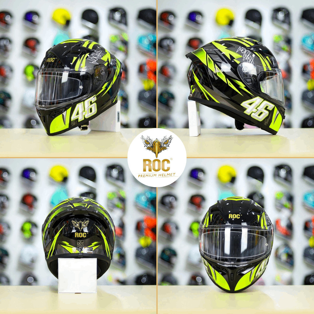 Nón Bảo Hiểm Fullface ROC 01 Tem 46 Green - Chính Hãng, Tặng Túi & Khăn ...