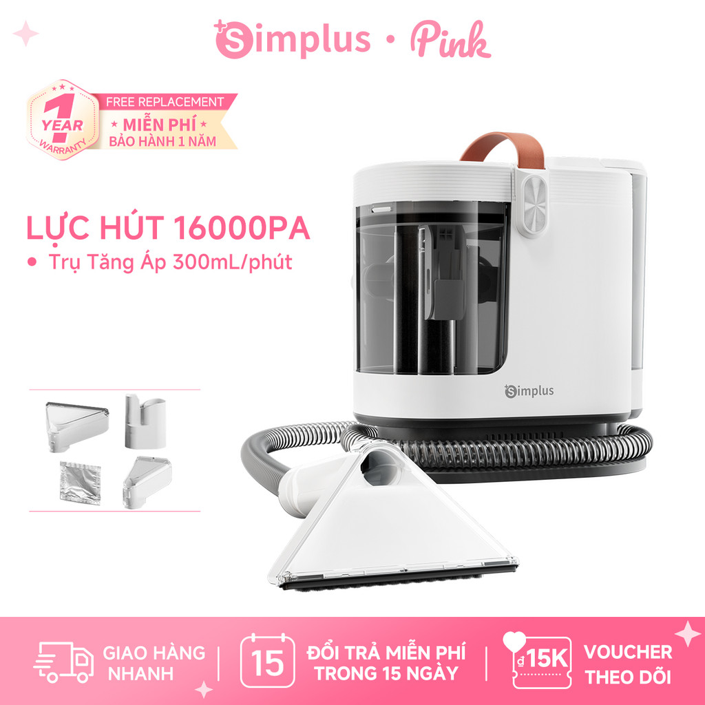 Simplus Pink Máy giặt cầm tay 16kpa - dành cho ghế sofa, nệm thảm BYJH002 - Bảo Hành 1 Năm 1 Đổi ...