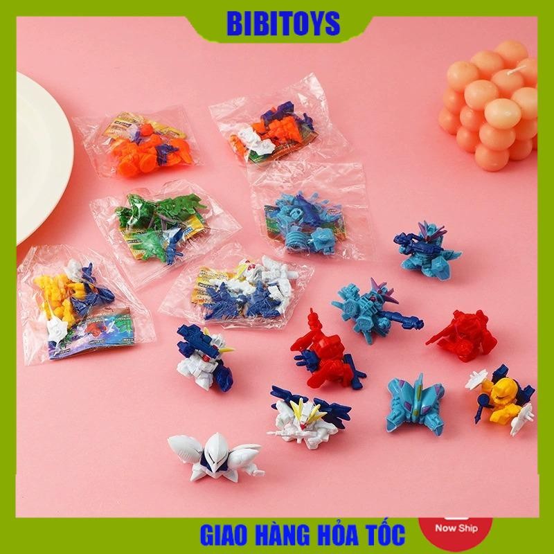 Sét đồ chơi lắp ráp 5 con robot siêu nhân mini được làm từ cao su mềm ...